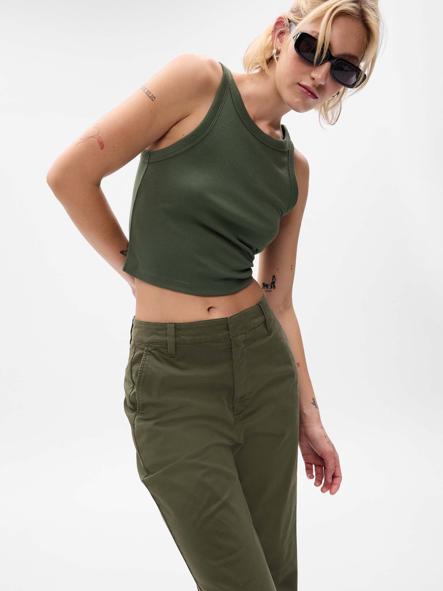 High Rise Flare Khakis | Gap