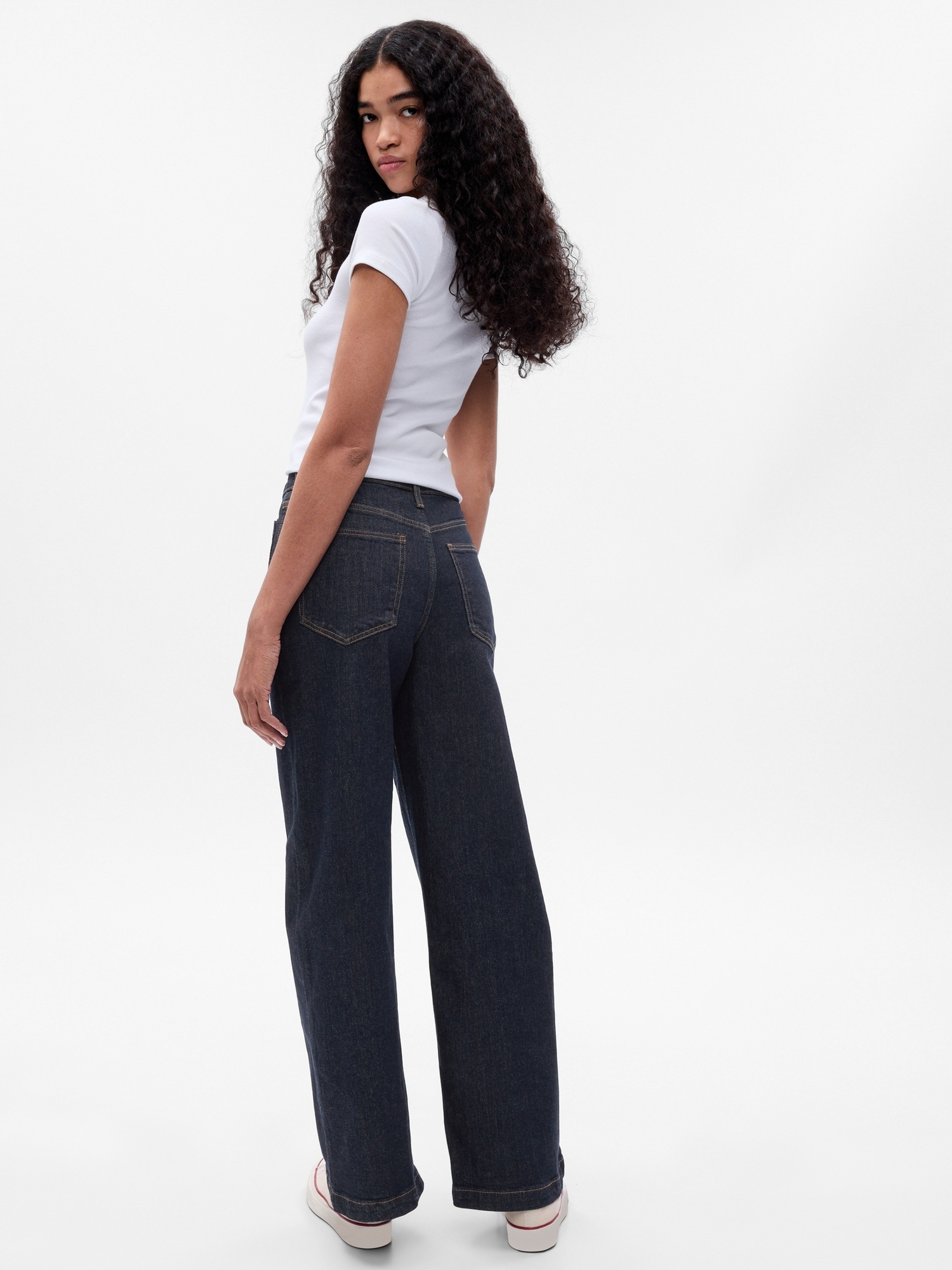 High Rise Stride Wide-Leg Jeans | Gap