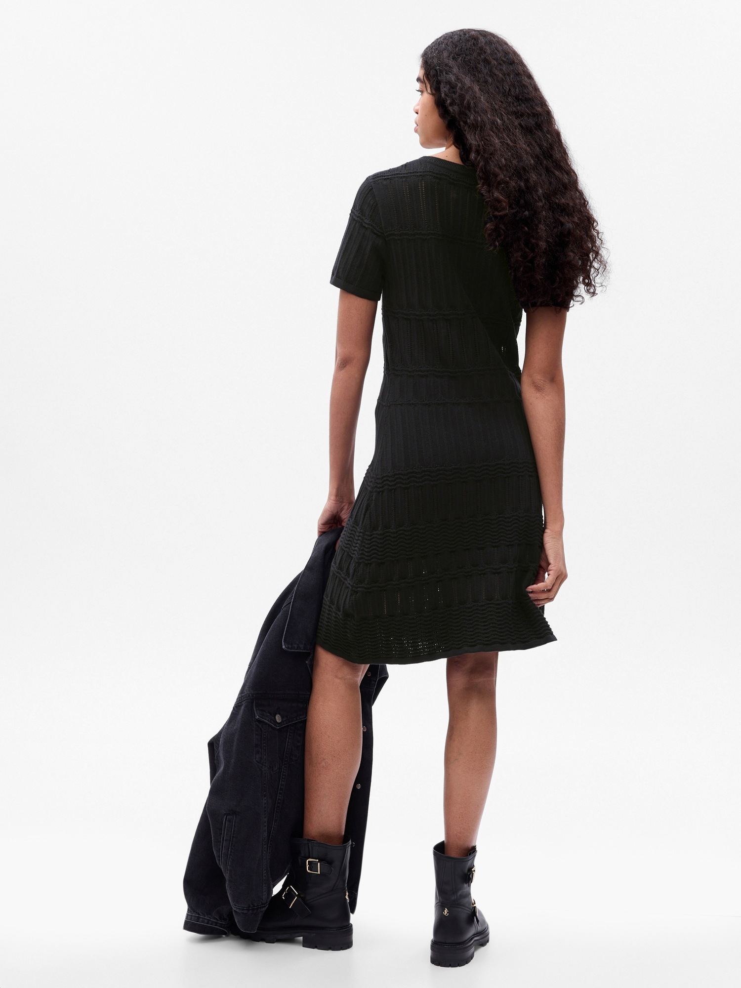 Pointelle Mini Sweater Dress Gap