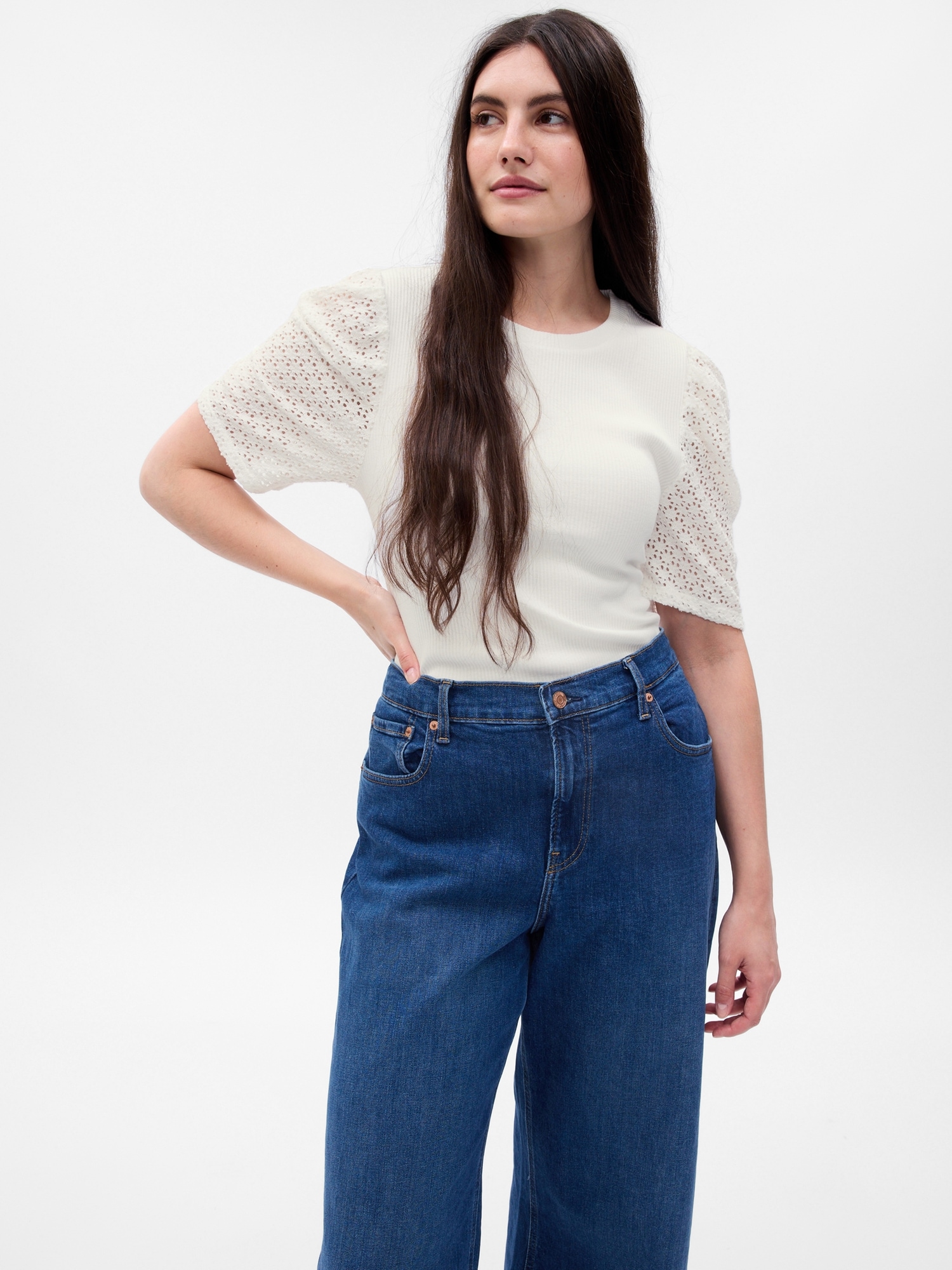 Puff Sleeve Rib T-Shirt | Gap