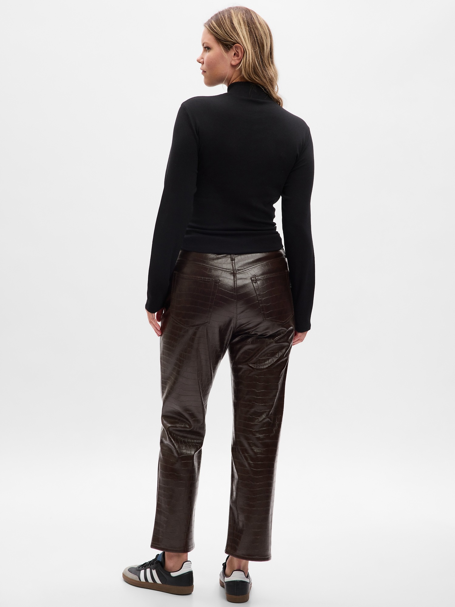 High Rise Vegan Croc Leather Cheeky Straight Pants | Gap