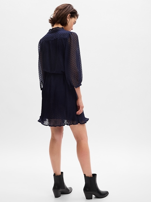 Swiss Dot Pleated Mini Dress Gap