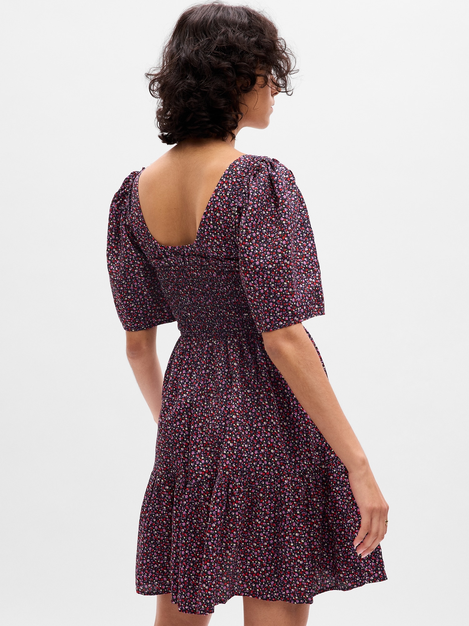 Puff Sleeve Smocked Mini Dress Gap