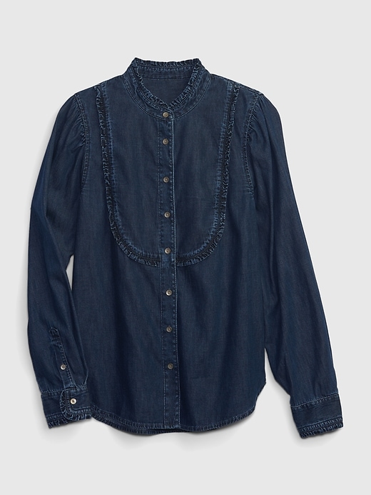 Ruffle Bib Denim Shirt | Gap