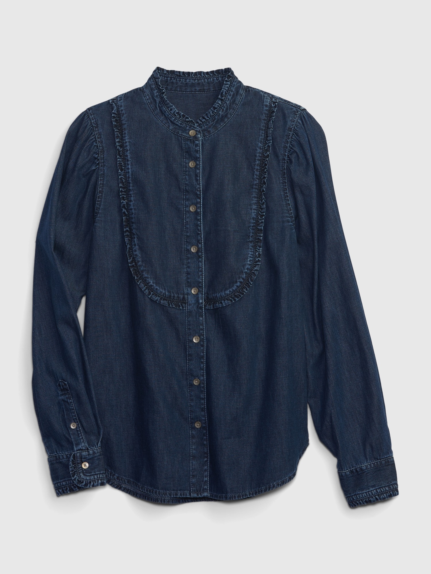 Ruffle Bib Denim Shirt | Gap