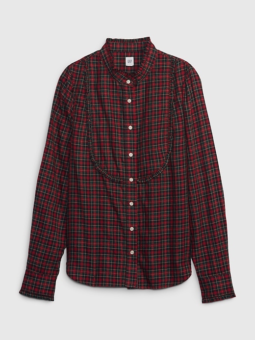 Ruffle Bib Plaid Shirt | Gap
