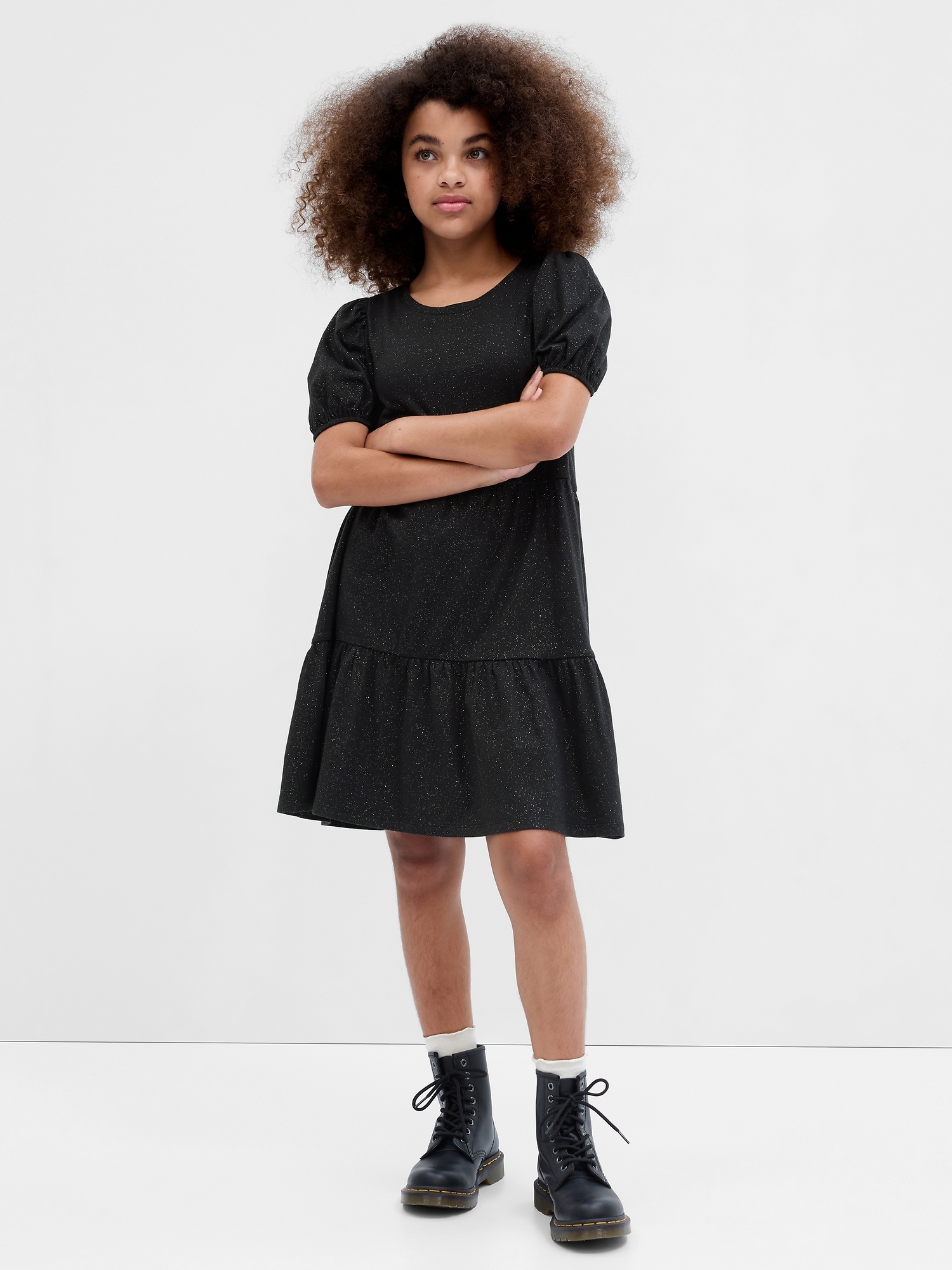 Kids Puff Sleeve Tiered Dress | Gap