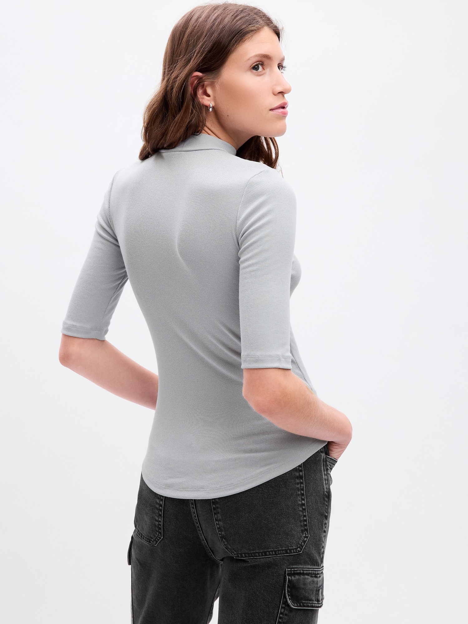 Mini Rib Mockneck T-Shirt | Gap