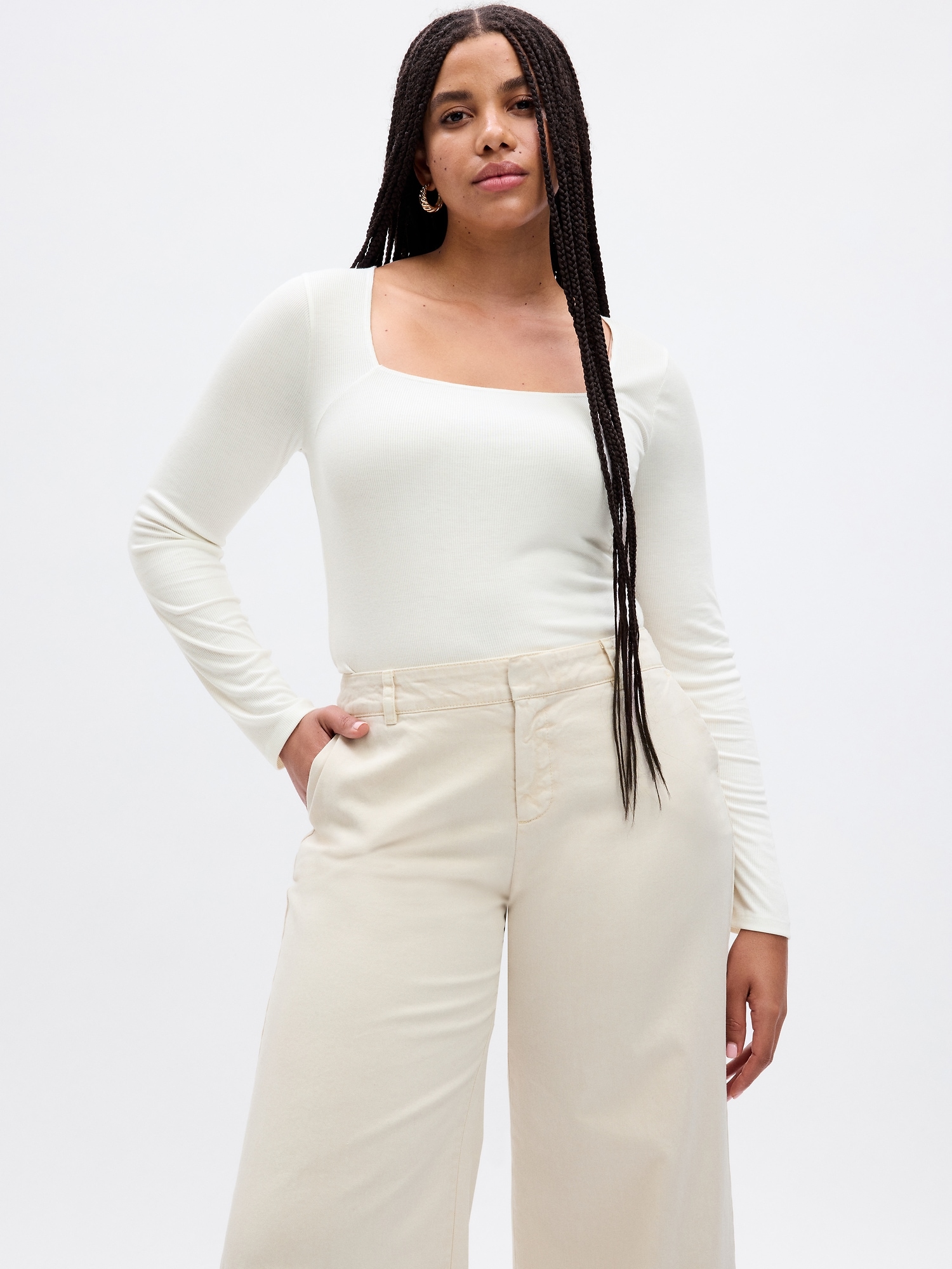 Mini Rib Square-Neck T-Shirt | Gap