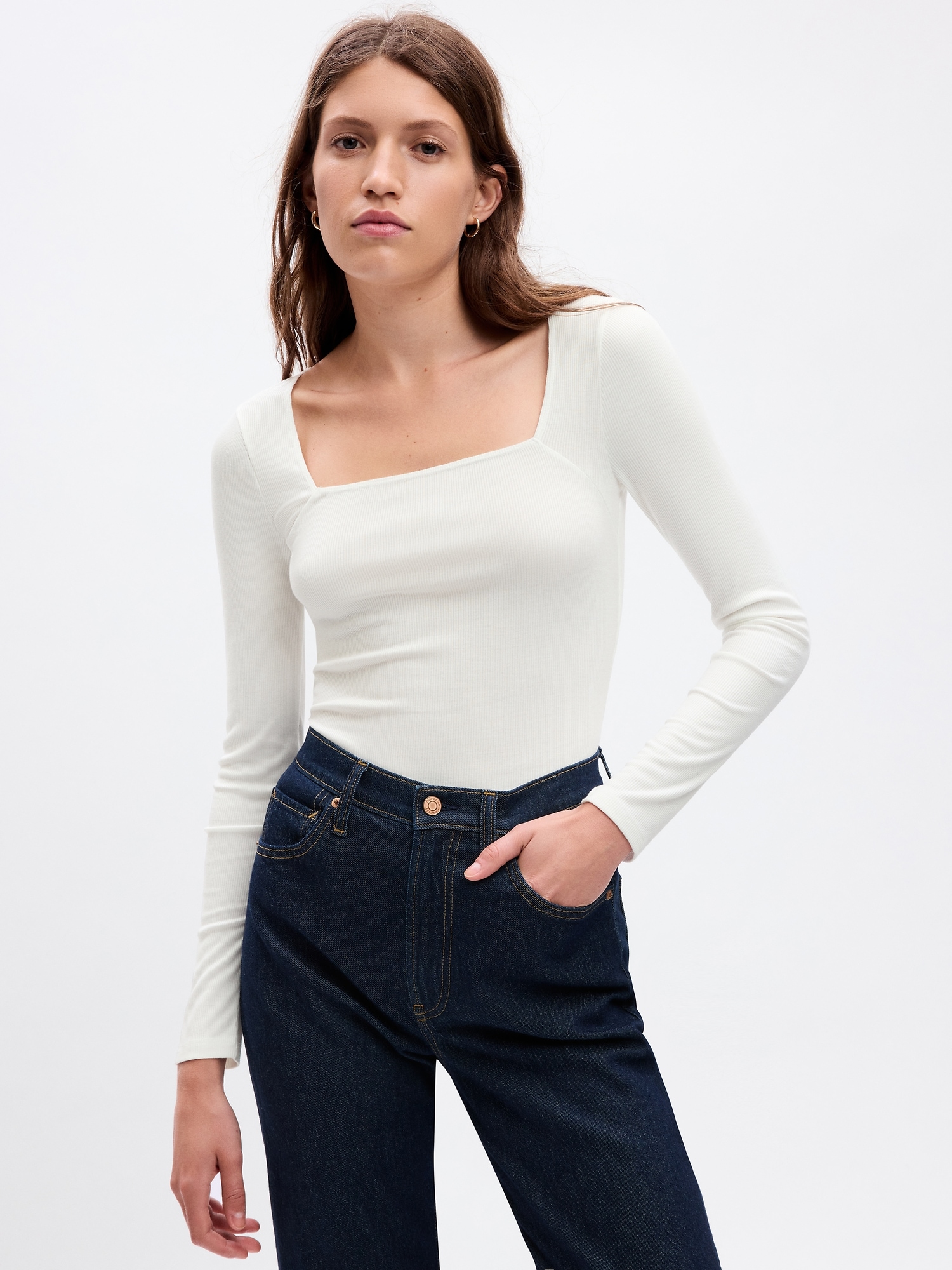 Mini Rib Square Neck T-Shirt | Gap