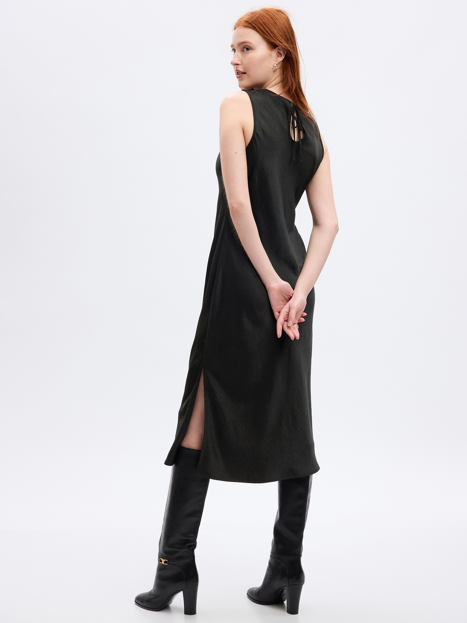 Satin High-Neck Midi Dress | Gap