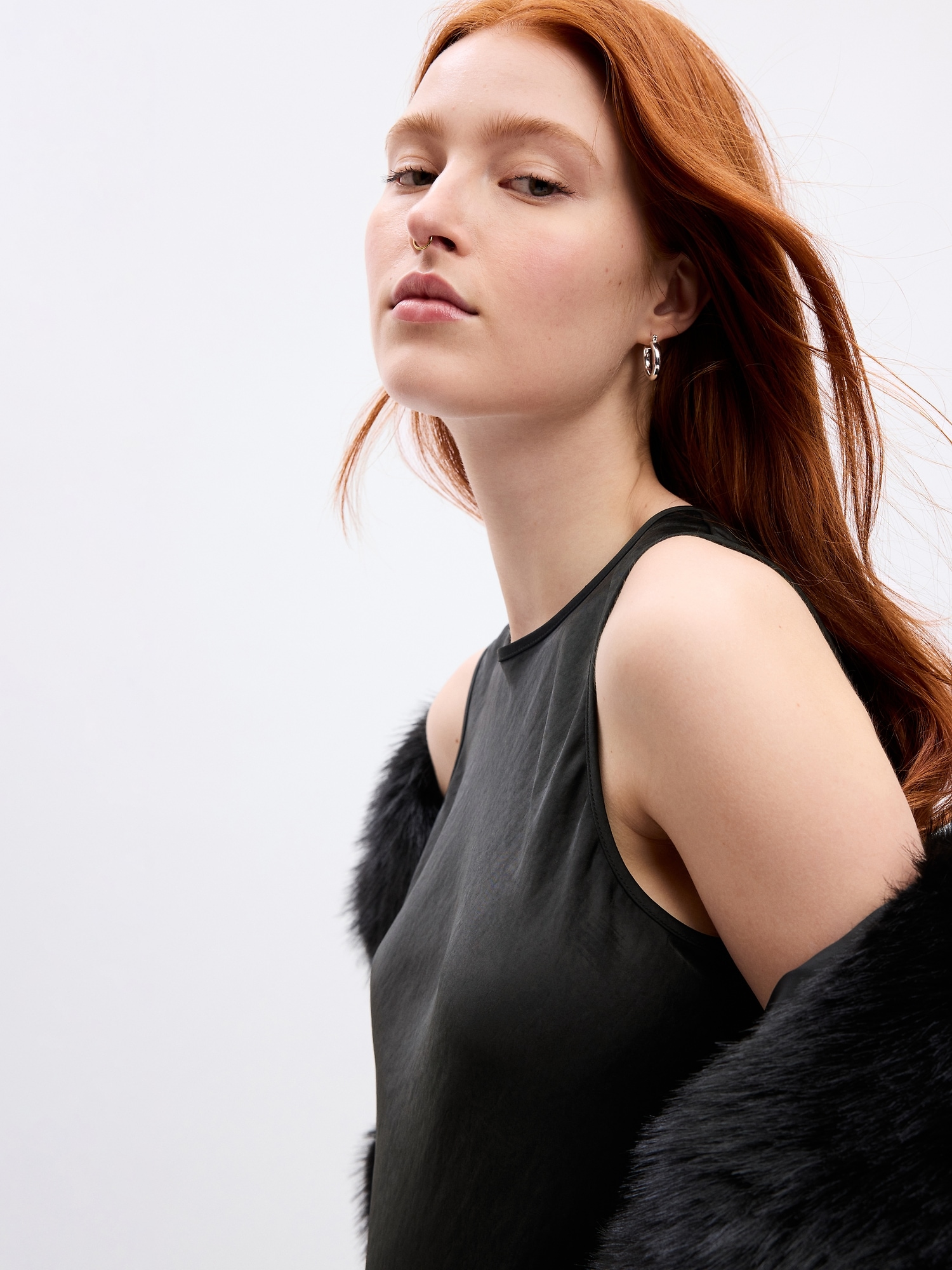 Satin High-Neck Midi Dress | Gap