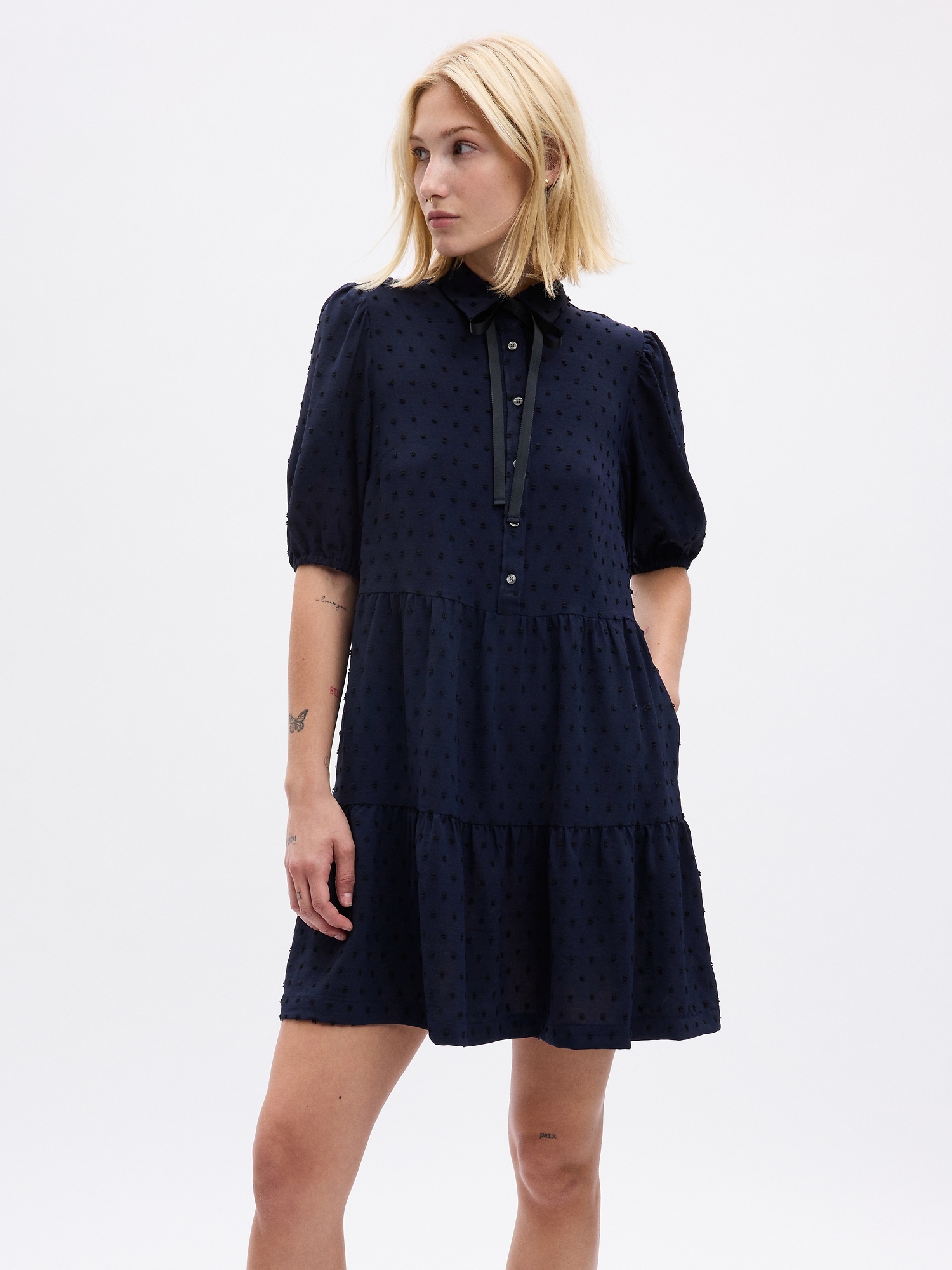 Puff Sleeve Tiered Mini Dress | Gap
