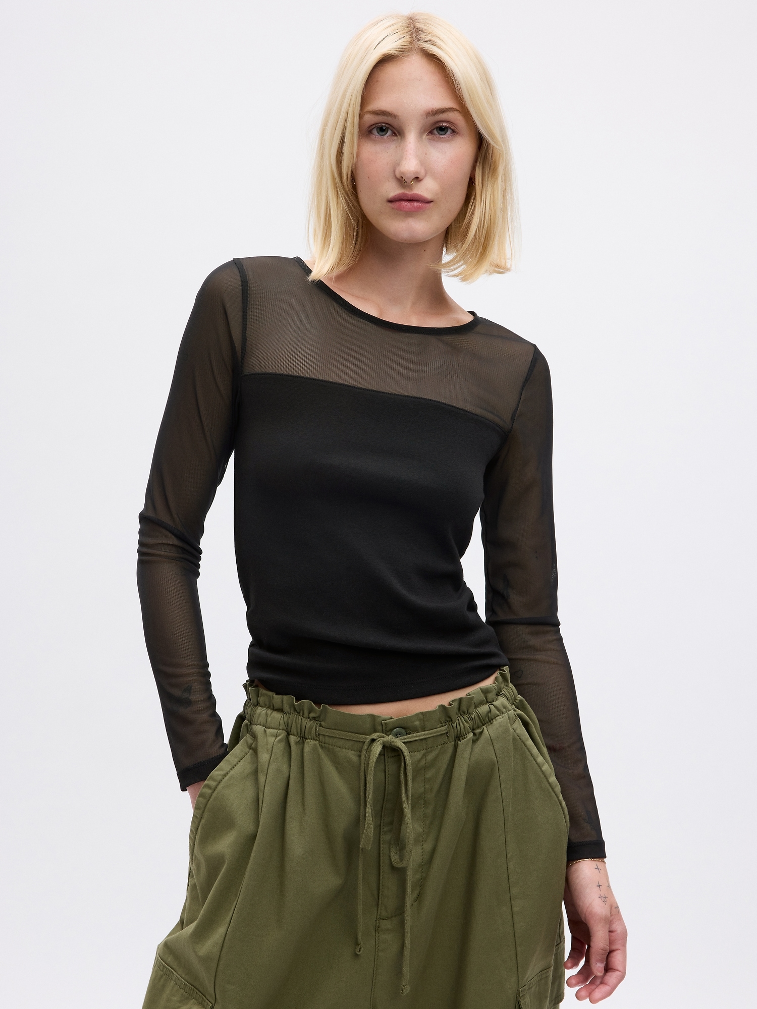 Modern Crewneck Mesh T-Shirt | Gap
