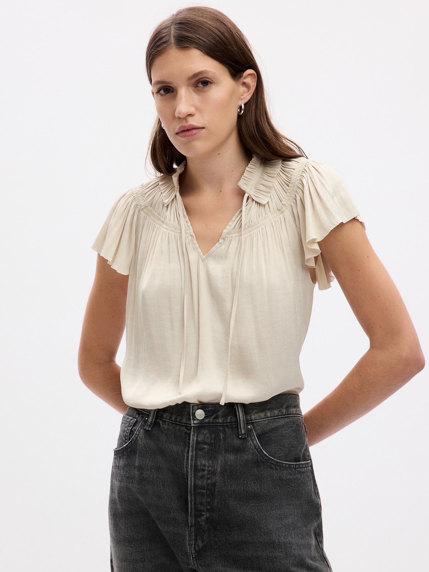Ruffle-Neck Shirt | Gap