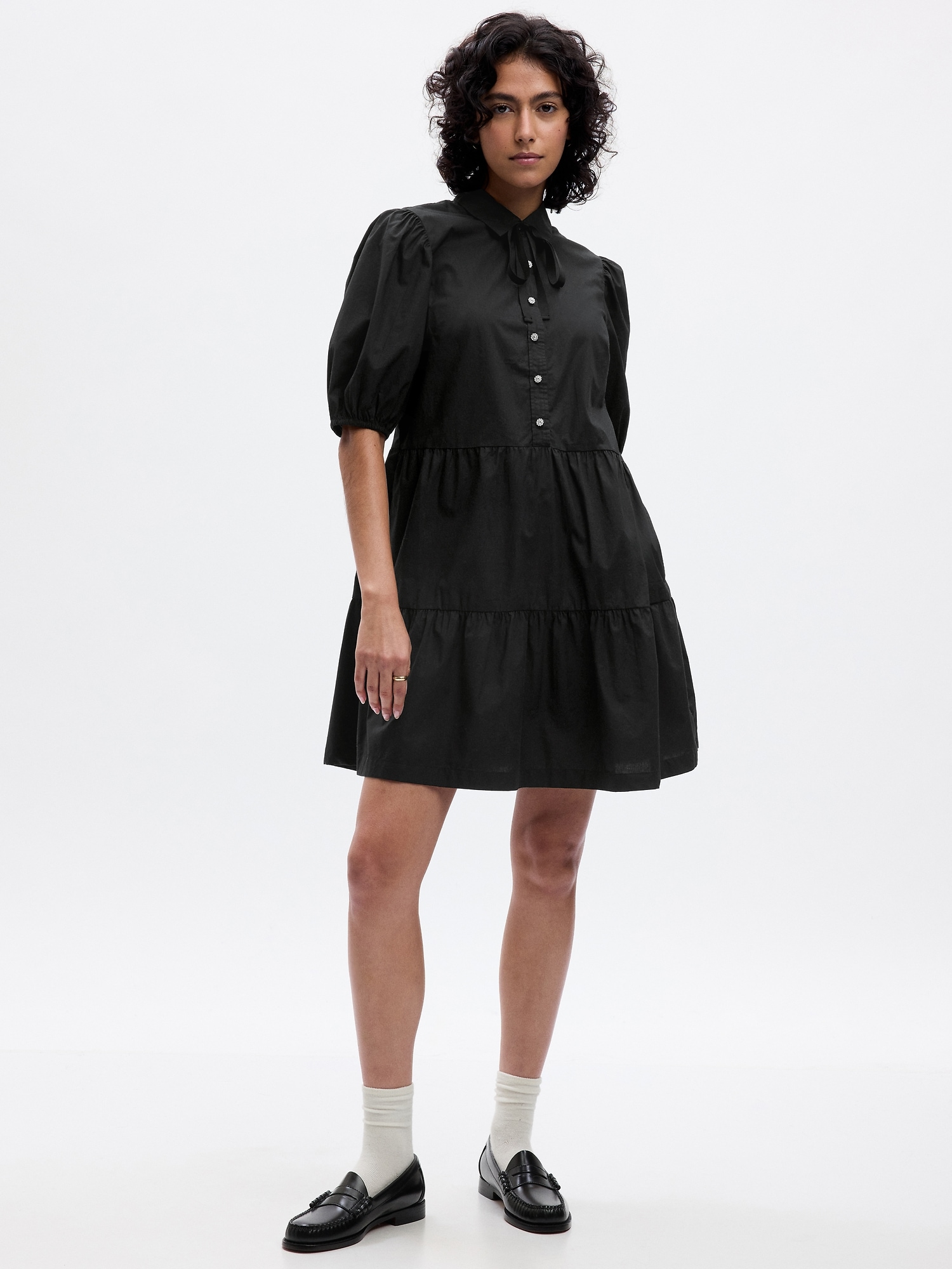 Puff Sleeve Tiered Mini Dress | Gap