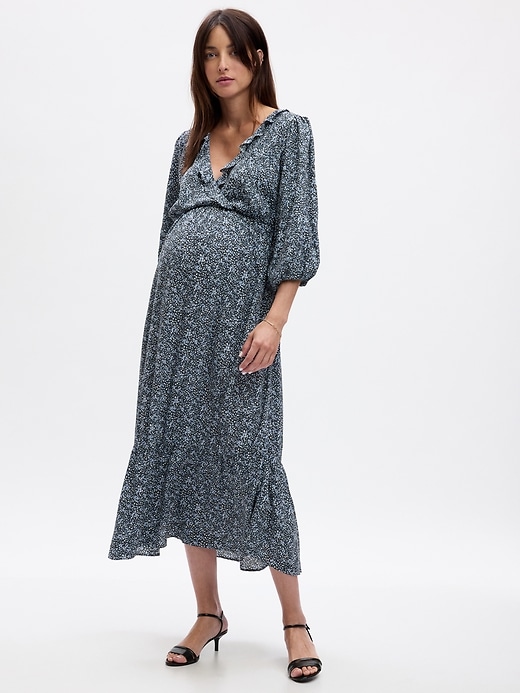 Maternity Ruffle Midi Dress | Gap