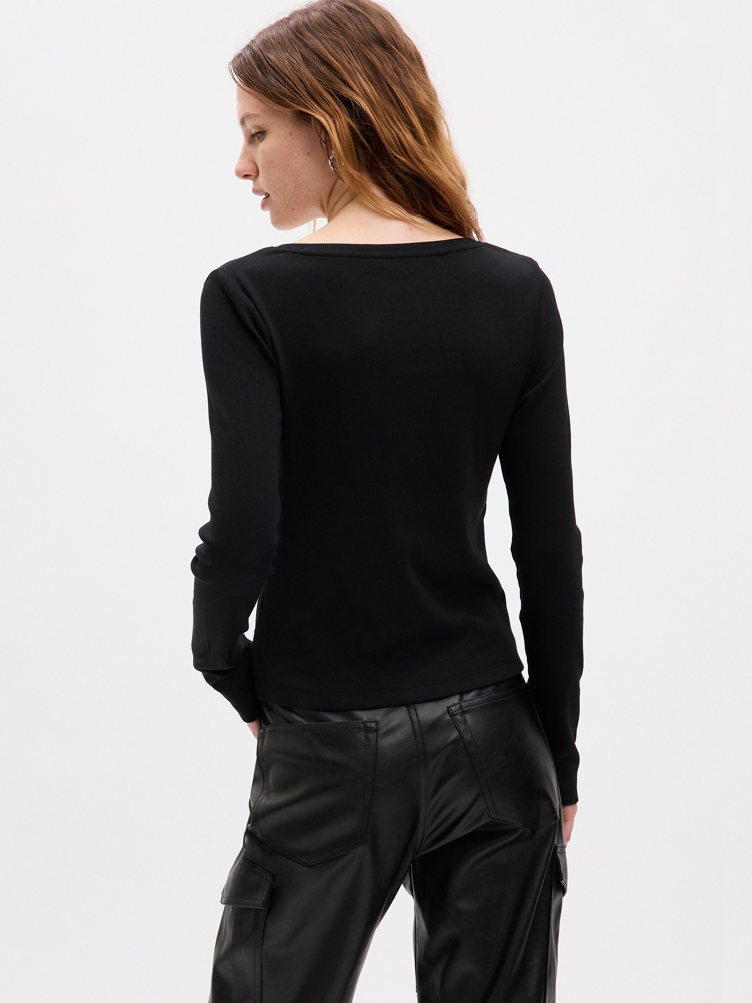 Modern Rib Square-Neck Cropped T-Shirt | Gap