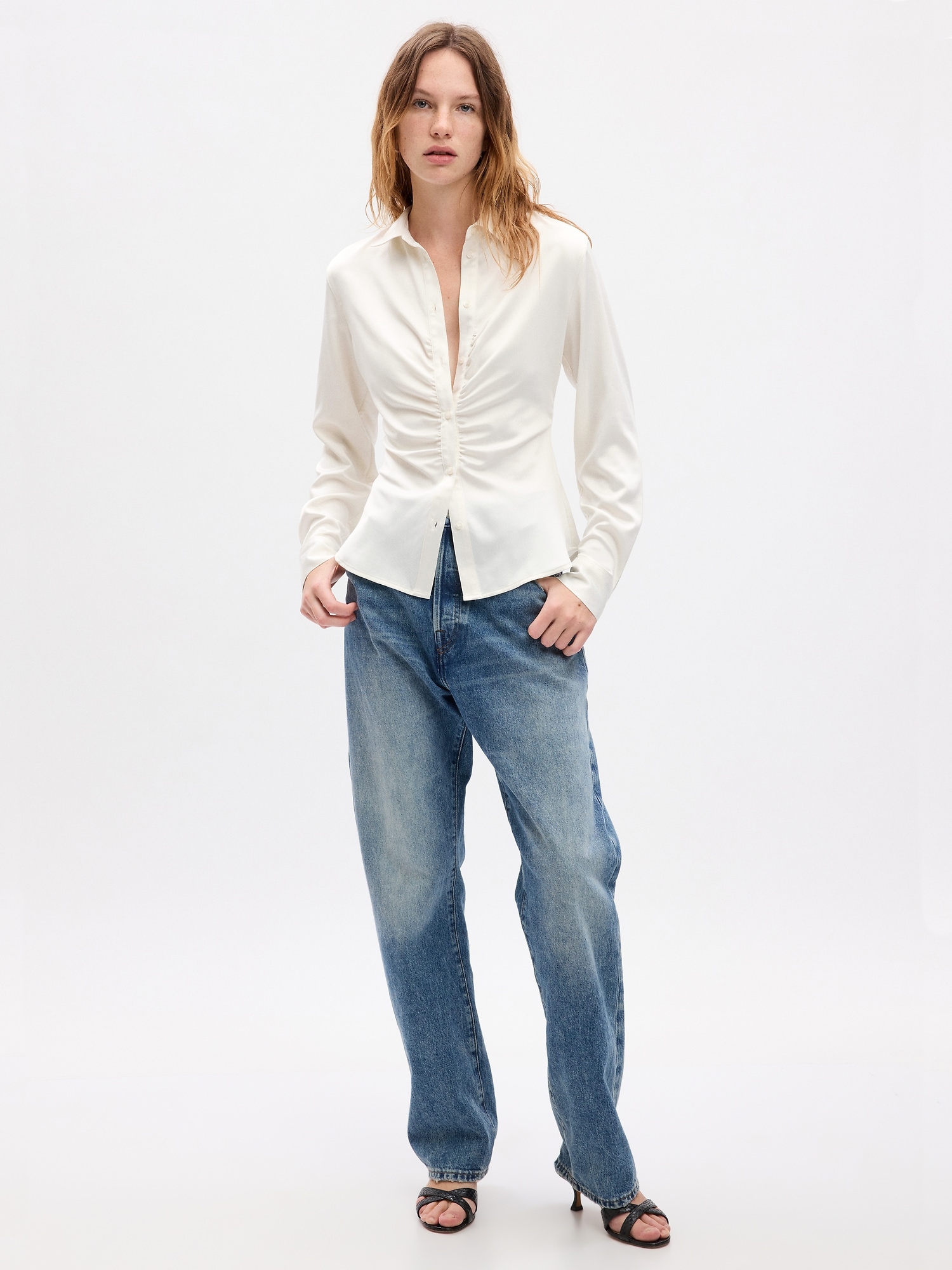 Satin Ruched Shirt | Gap