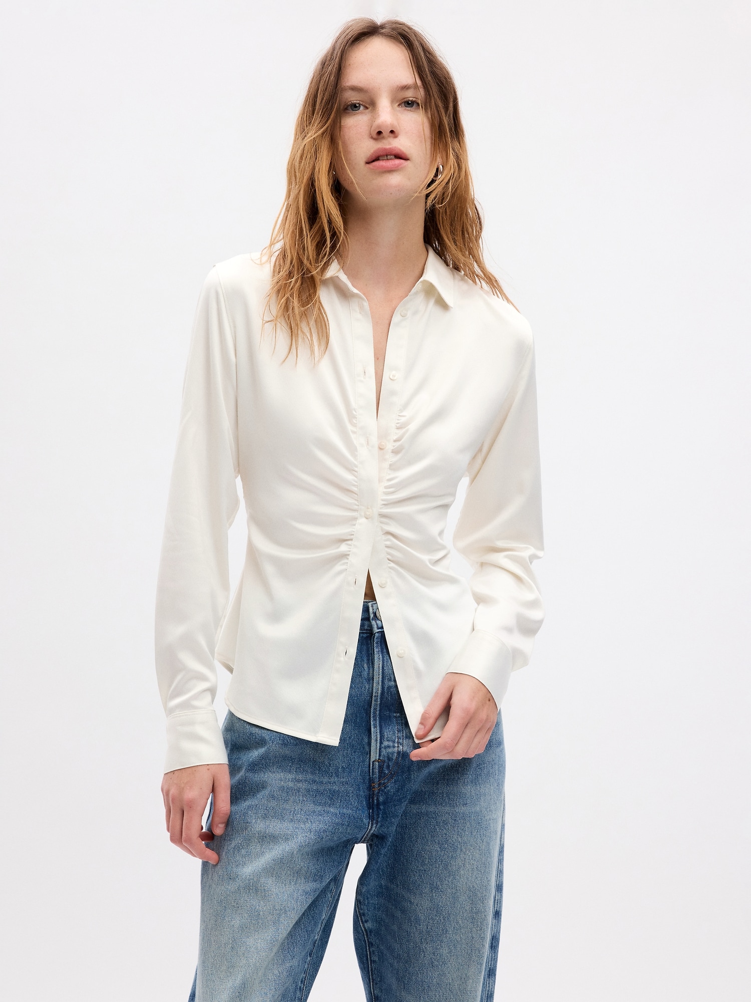 Satin Ruched Shirt | Gap