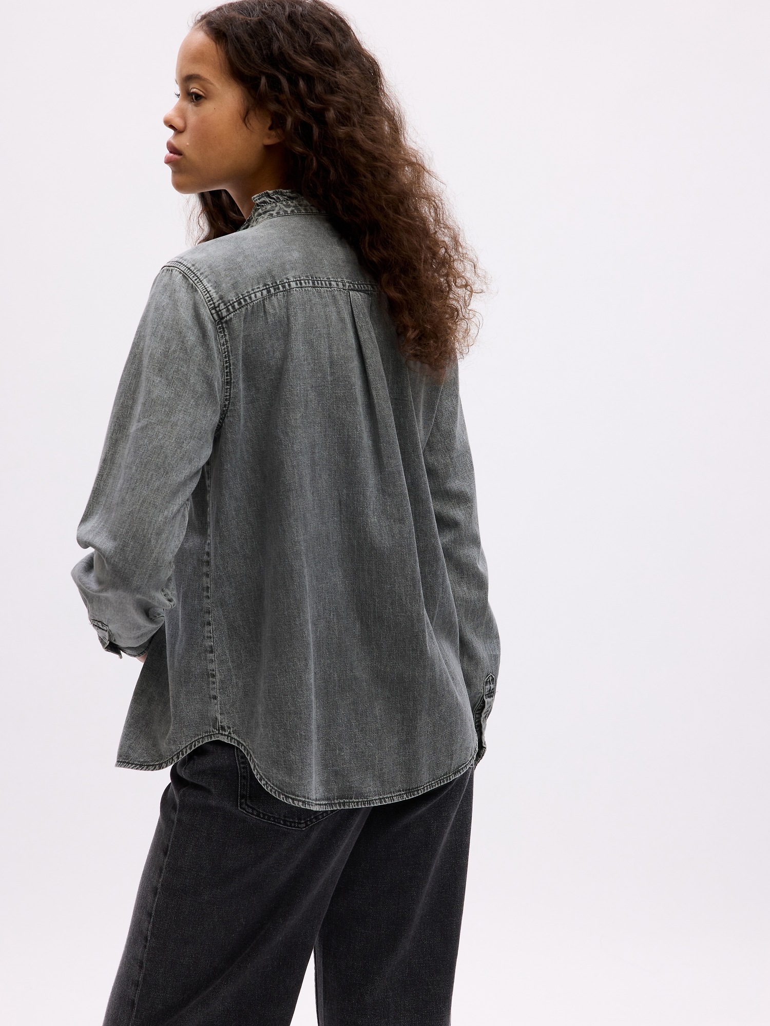 Jeweled Pintuck Denim Shirt | Gap