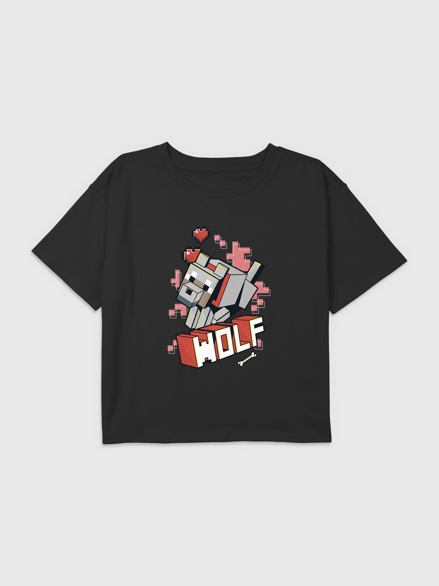 Kids Minecraft Wolf Hearts Graphic Boxy Crop Tee | Gap