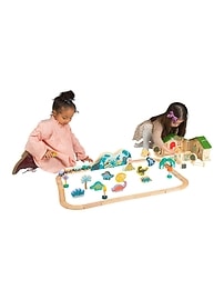 T Rex Express Jurassic Themed Wooden Toy Train Set | Gap