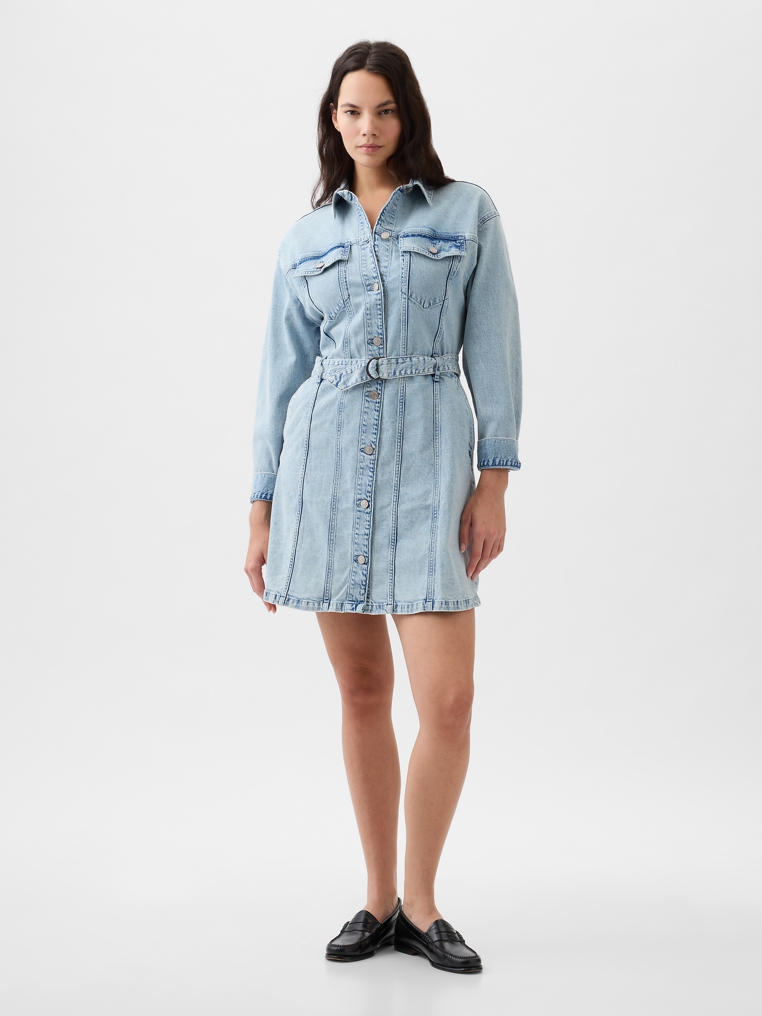 Belted Denim Mini Dress | Gap