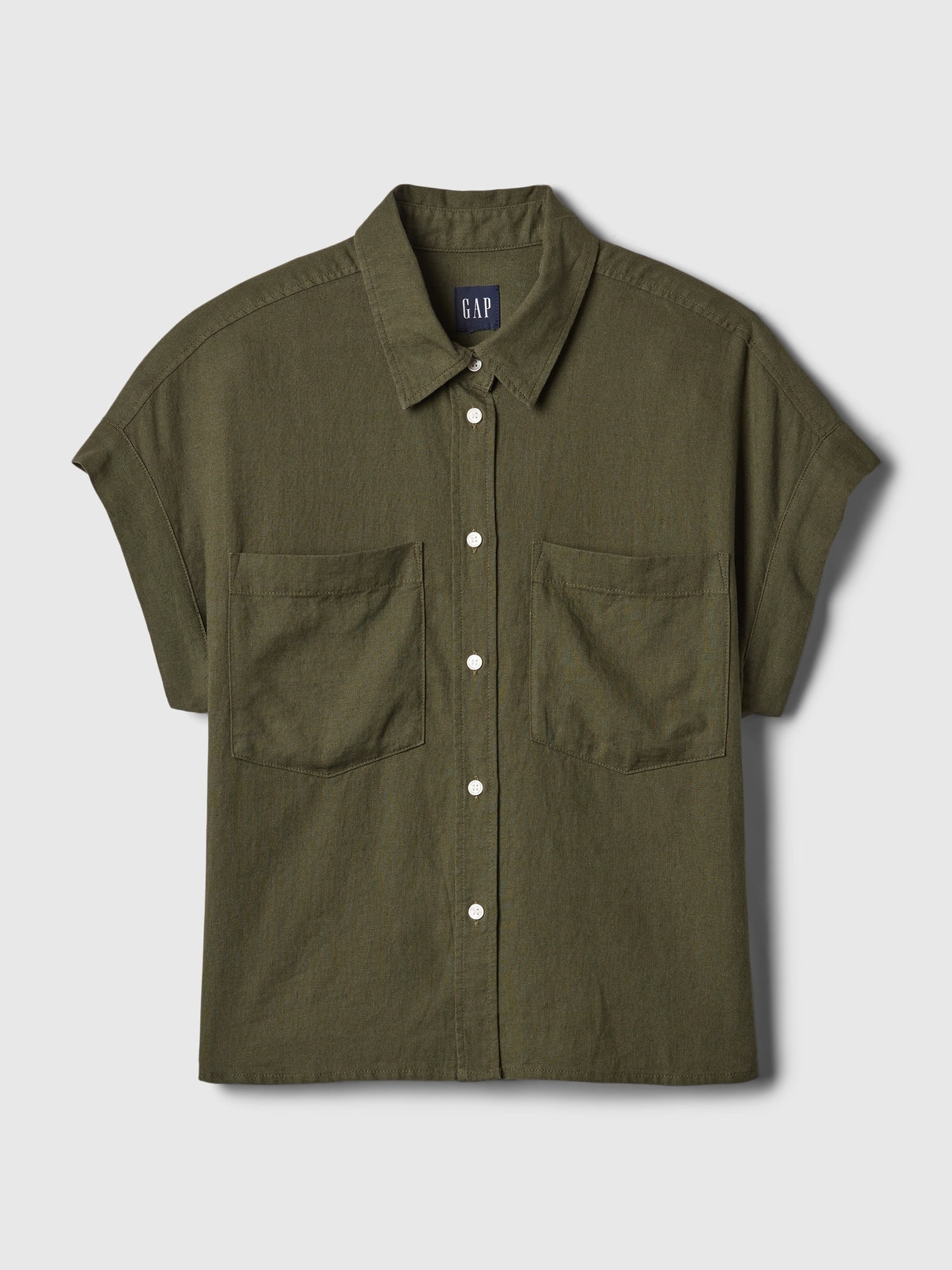 Linen-Blend Cropped Shirt | Gap