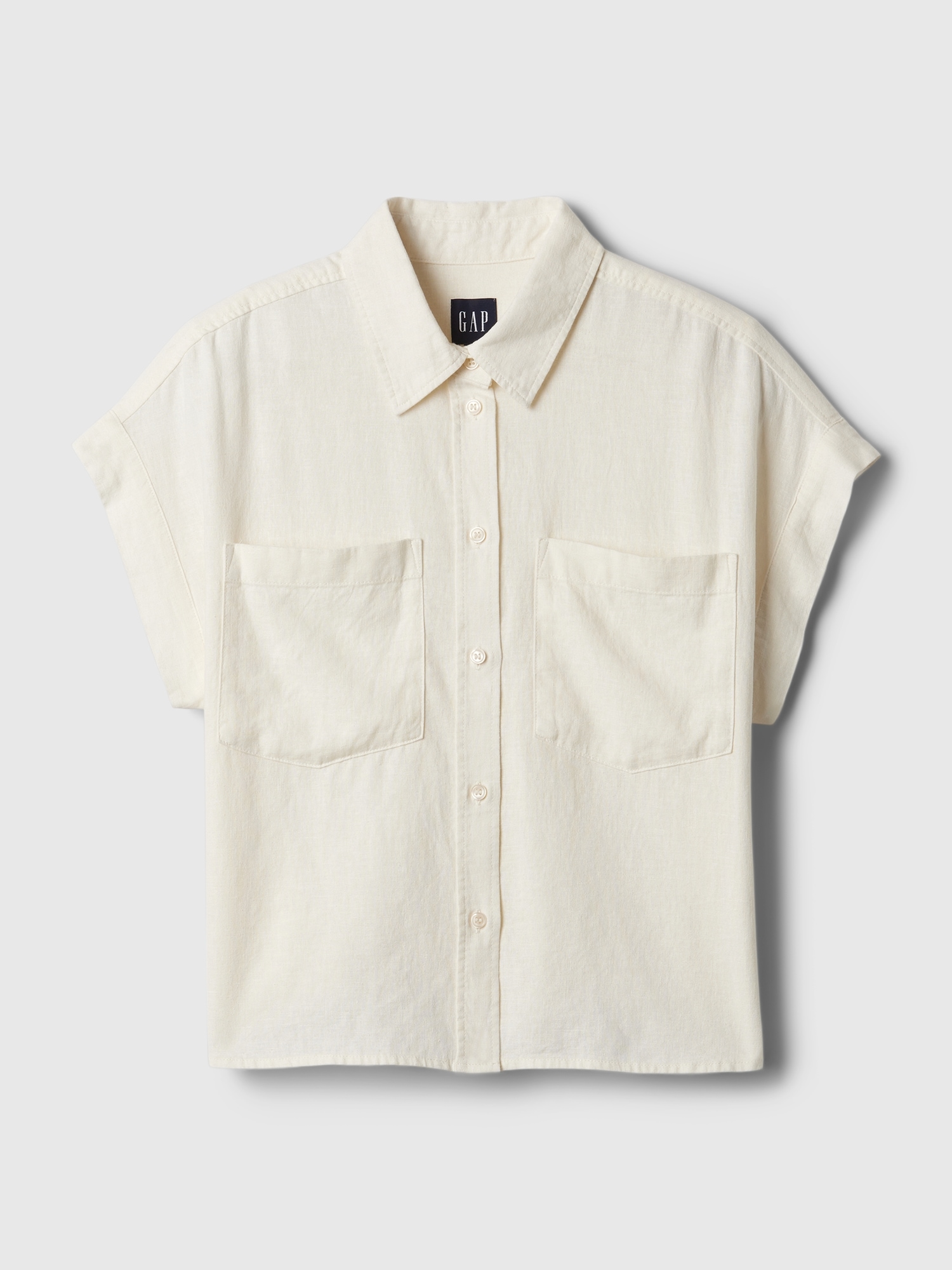 Linen-Blend Cropped Shirt | Gap