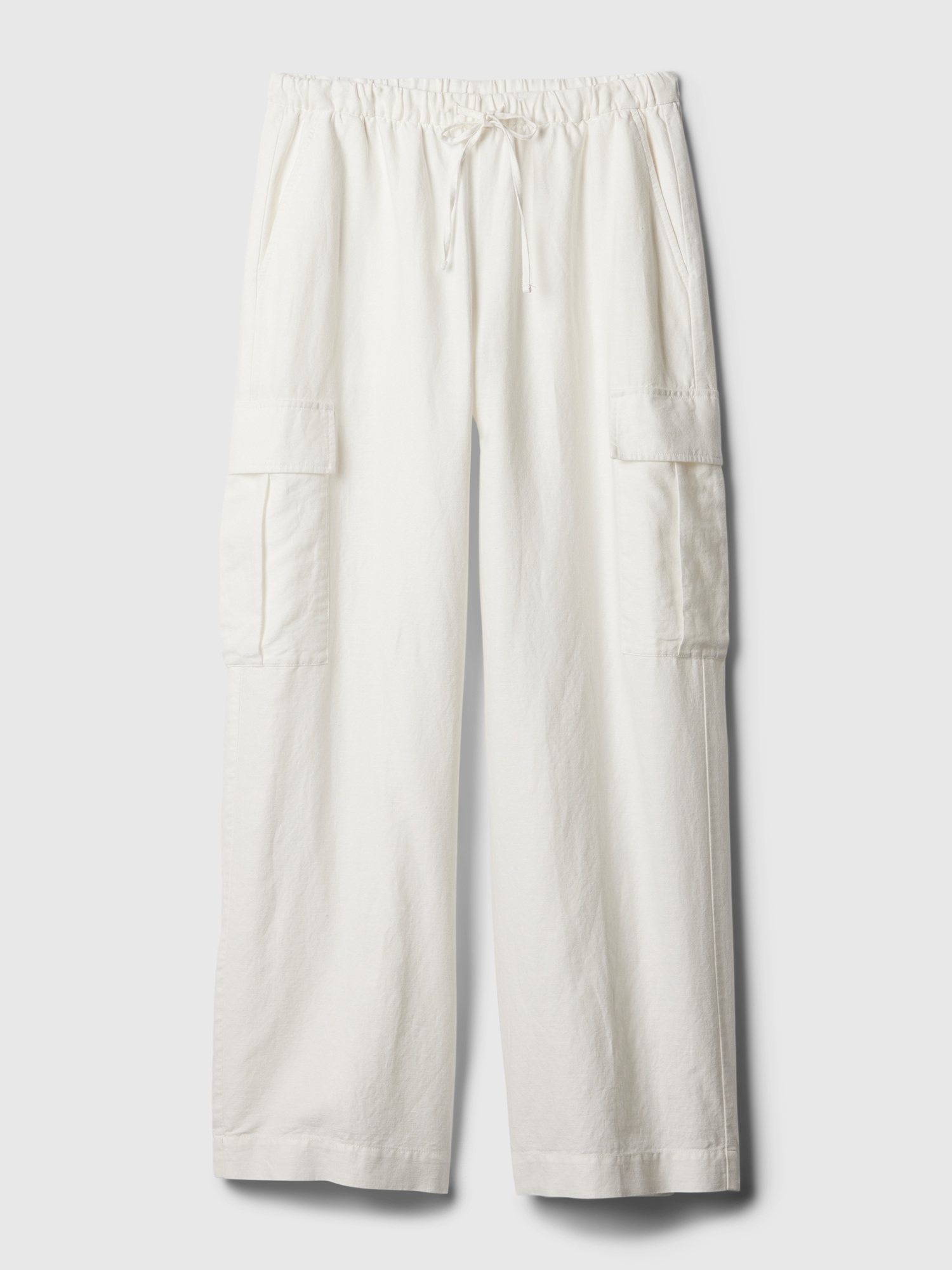 Mid Rise Linen-Cotton Pull-On Cargo Pants | Gap