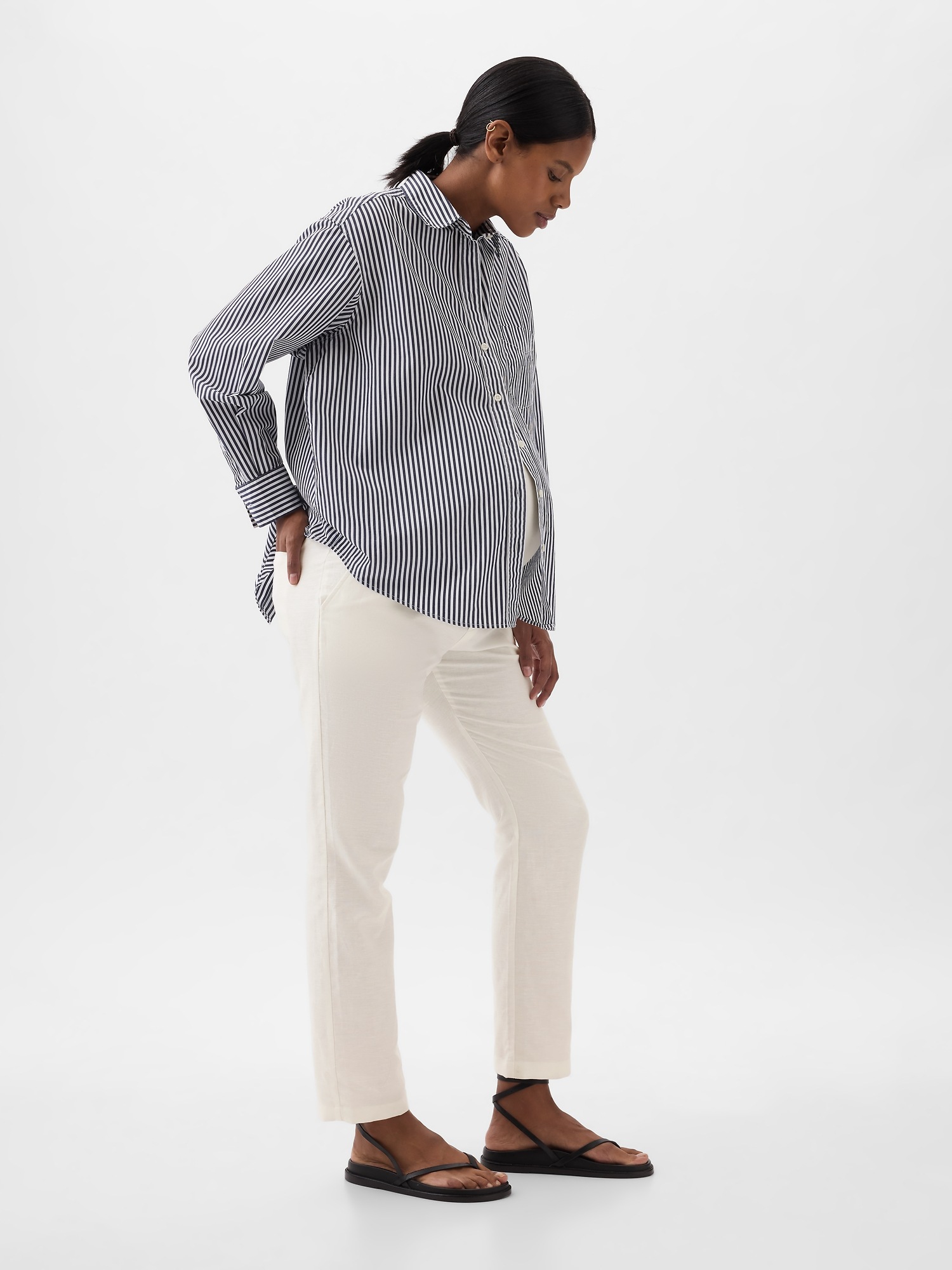 Maternity Full Panel Linen-Cotton Pants | Gap
