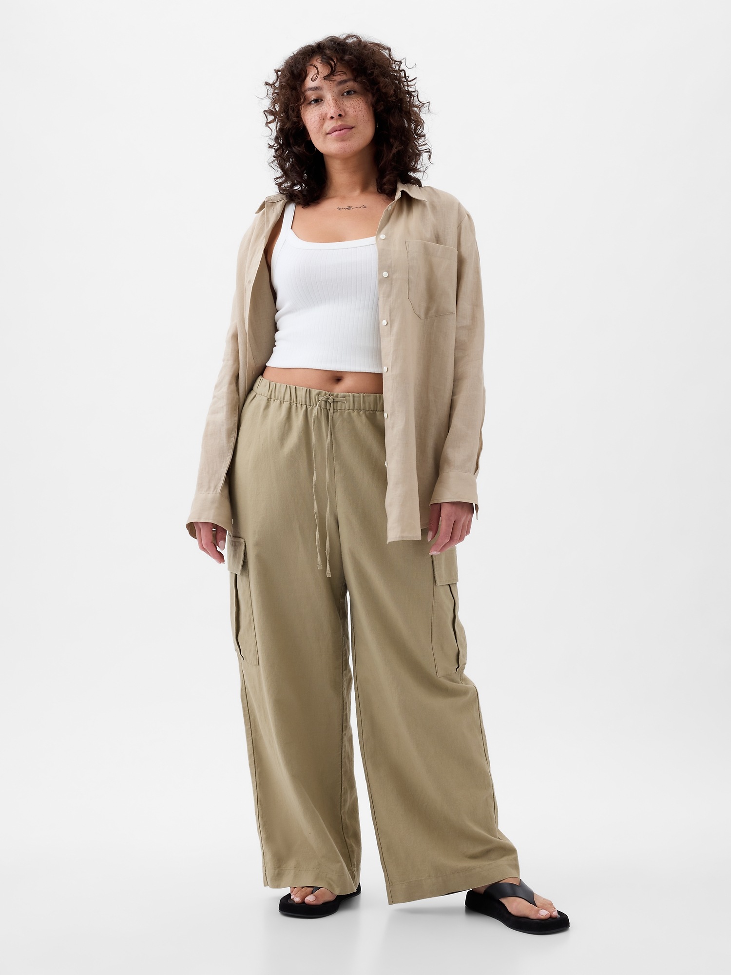 Linen-Cotton Pull-On Cargo Pants | Gap