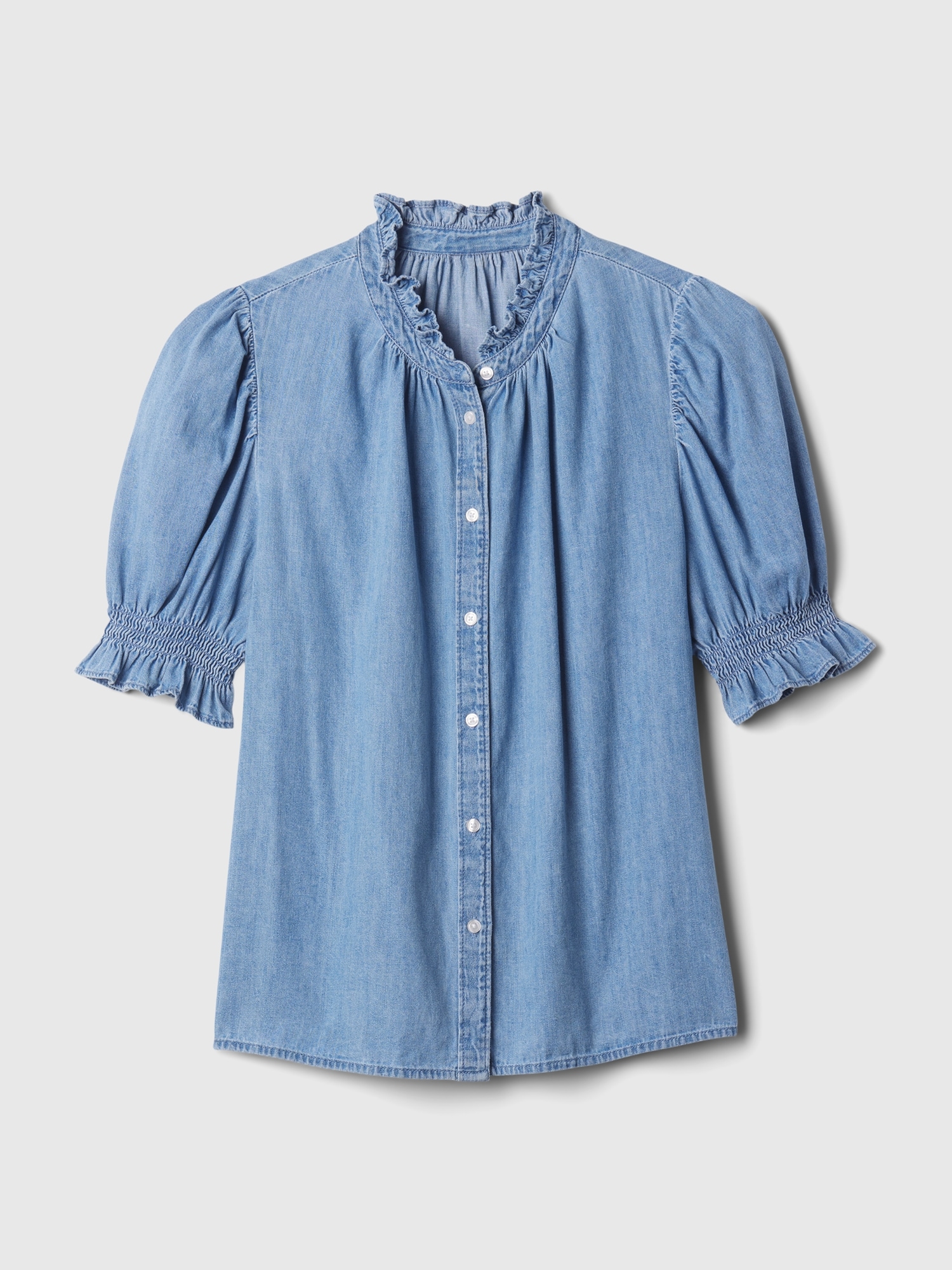 Puff Sleeve Denim Shirt | Gap