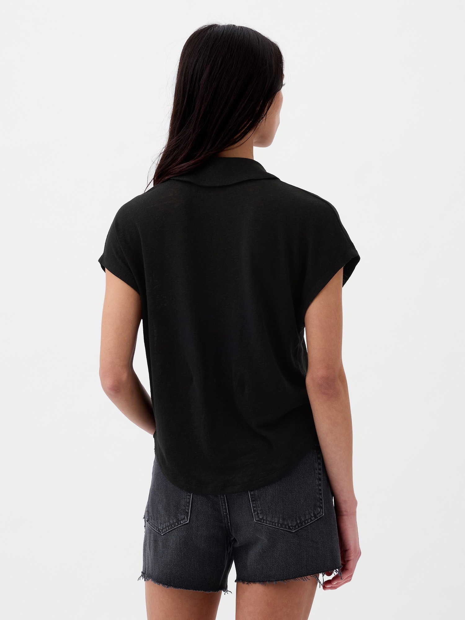 Linen-Blend Polo Shirt | Gap