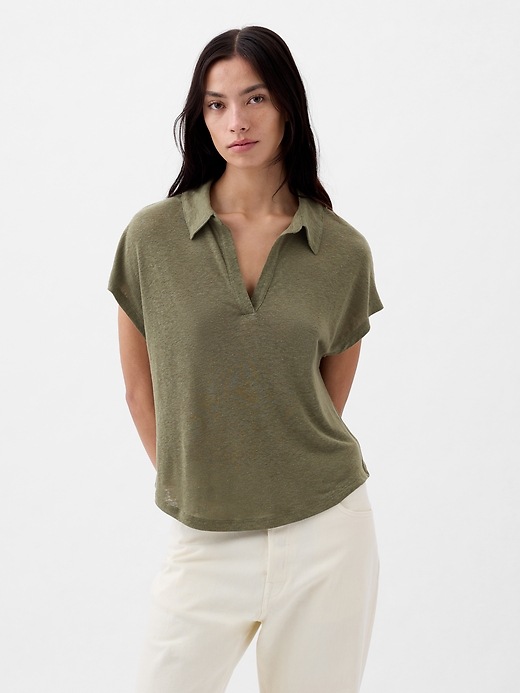Linen-Blend Polo Shirt | Gap