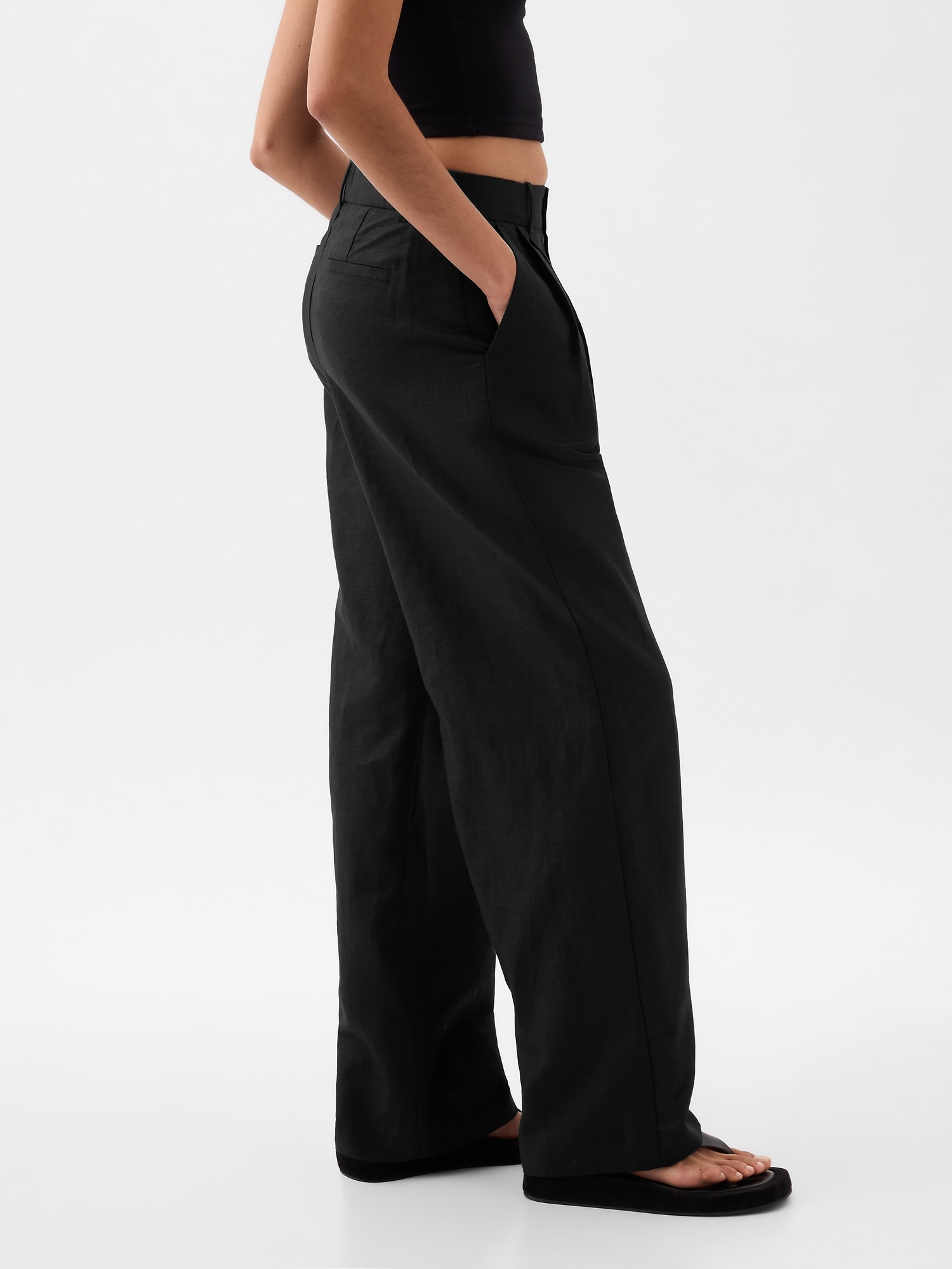 365 High Rise Linen-Cotton Trousers | Gap