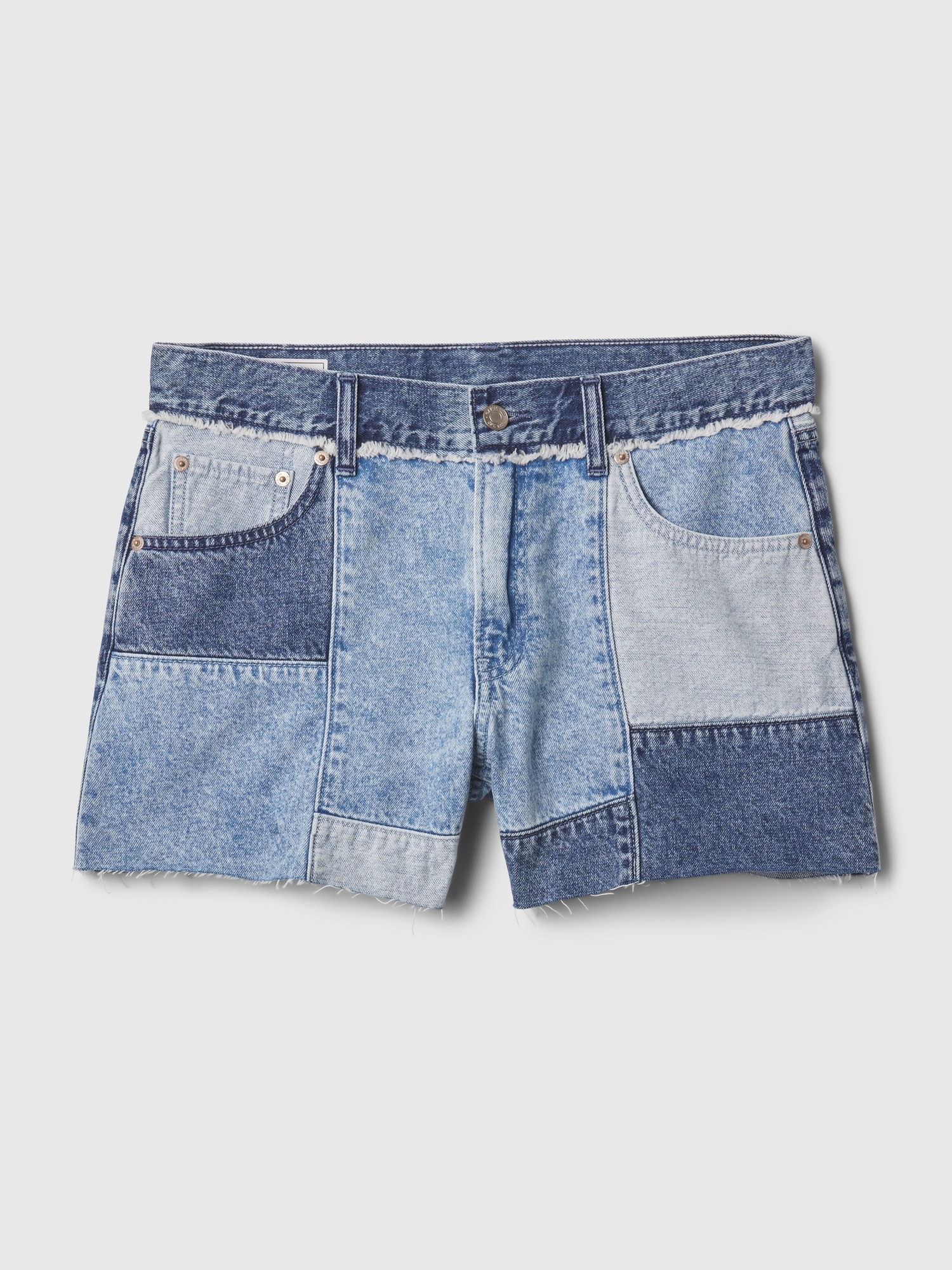 4" Low Rise Stride Patchwork Denim Shorts | Gap