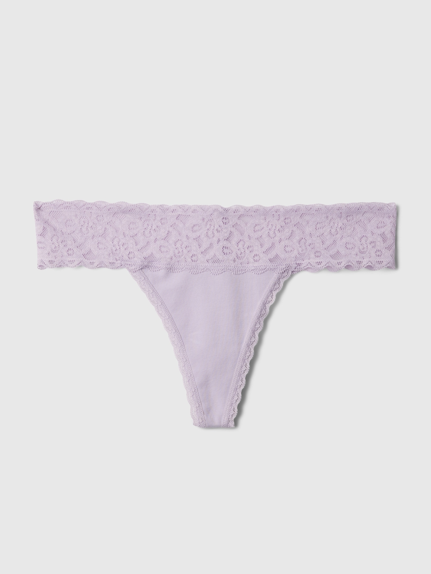 Organic Stretch Cotton Lace Trim Thong Gap