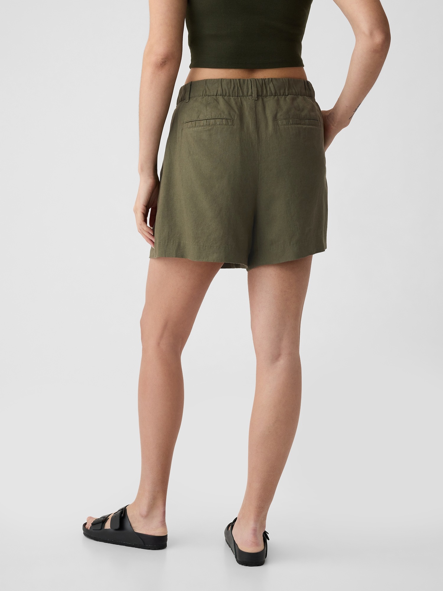 365 High Rise Linen-Blend Shorts | Gap