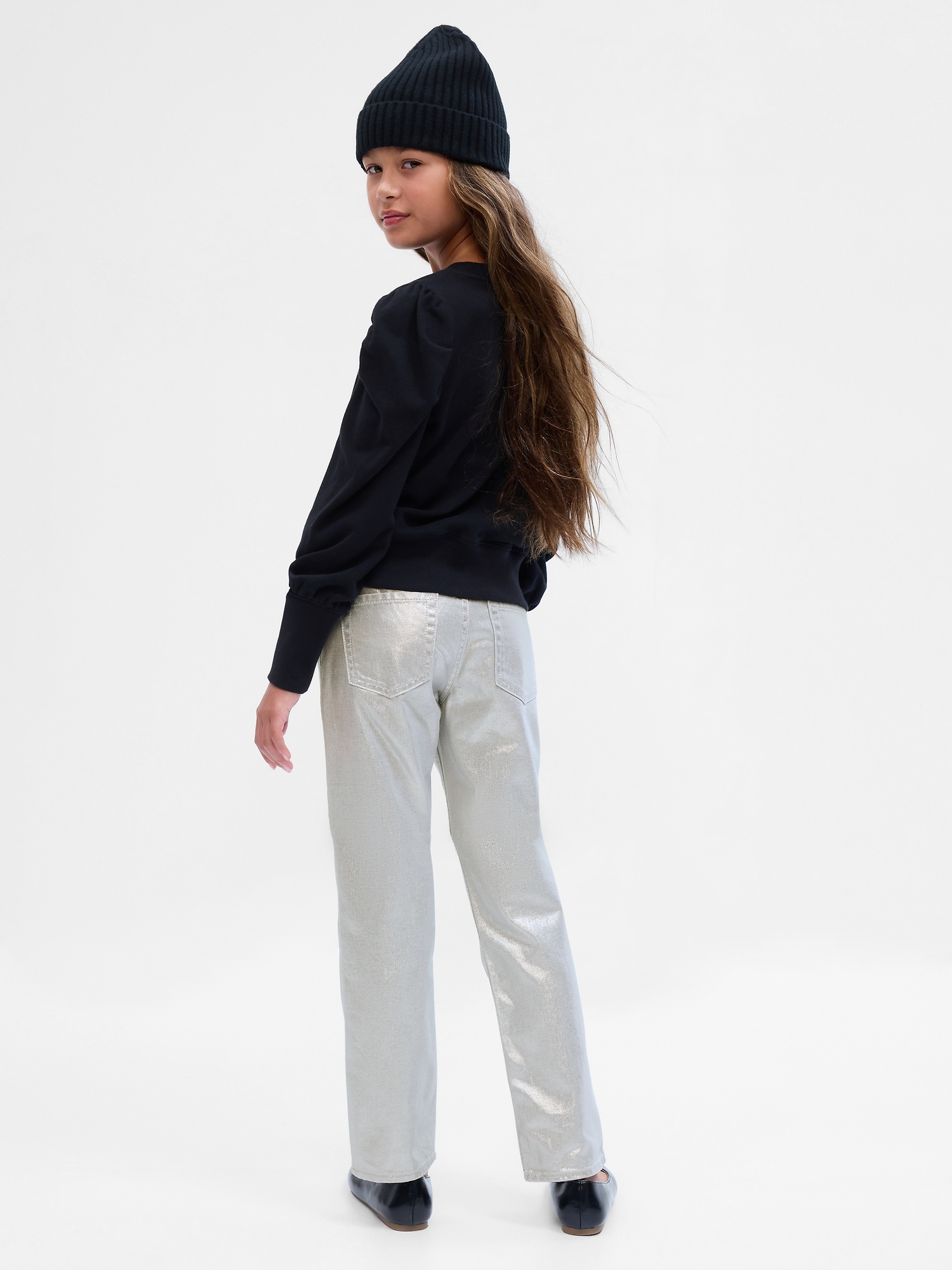 Kids Mid Rise Metallic '90s Straight Jeans | Gap