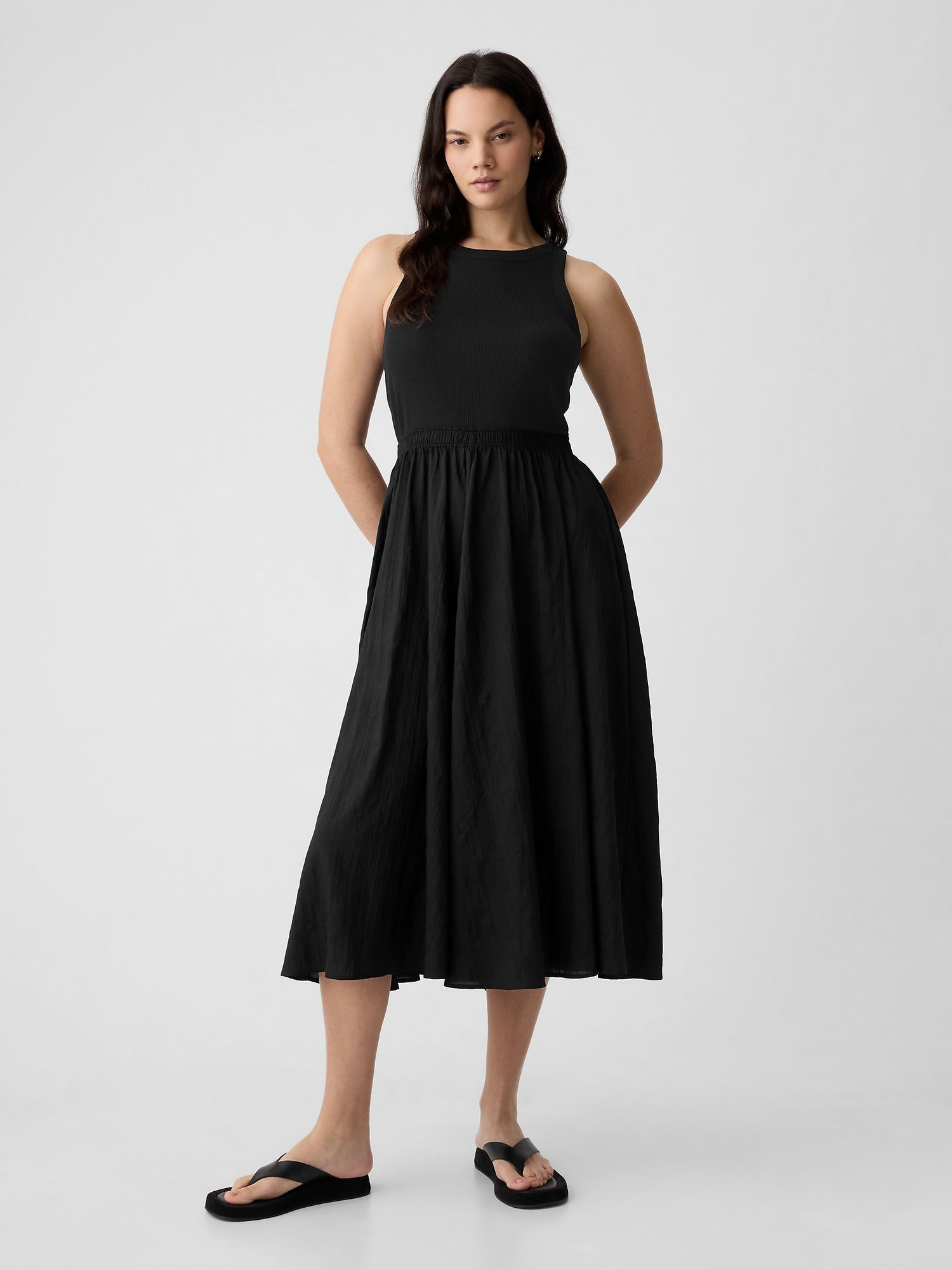 Textured Crinkle Midi Dress | Gap