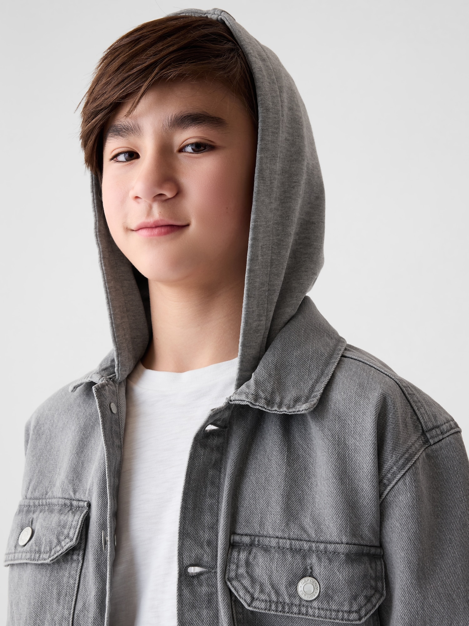 Kids Hooded Denim Jacket | Gap