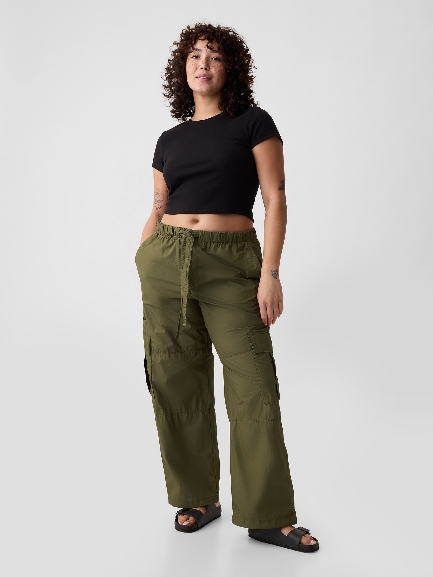 Mid Rise Cargo Parachute Pants | Gap