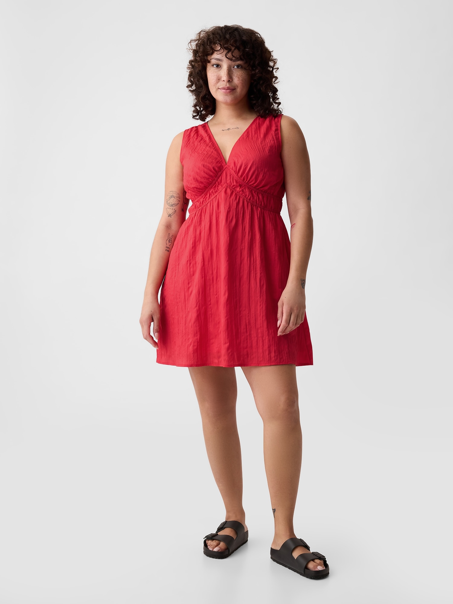 Textured Crinkle Empire Waist Mini Dress | Gap
