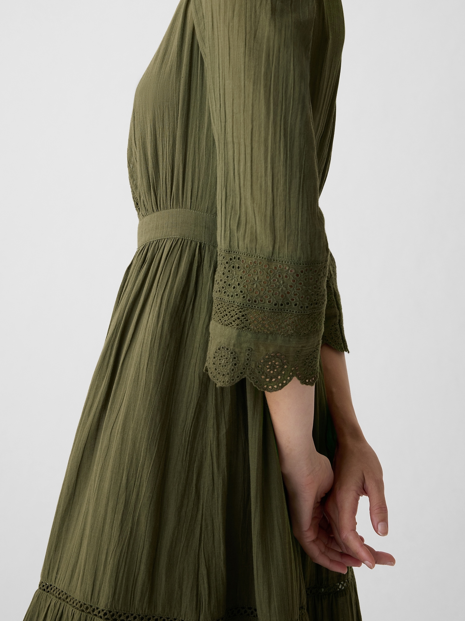 Textured Crinkle Lace Midi Dress | Gap