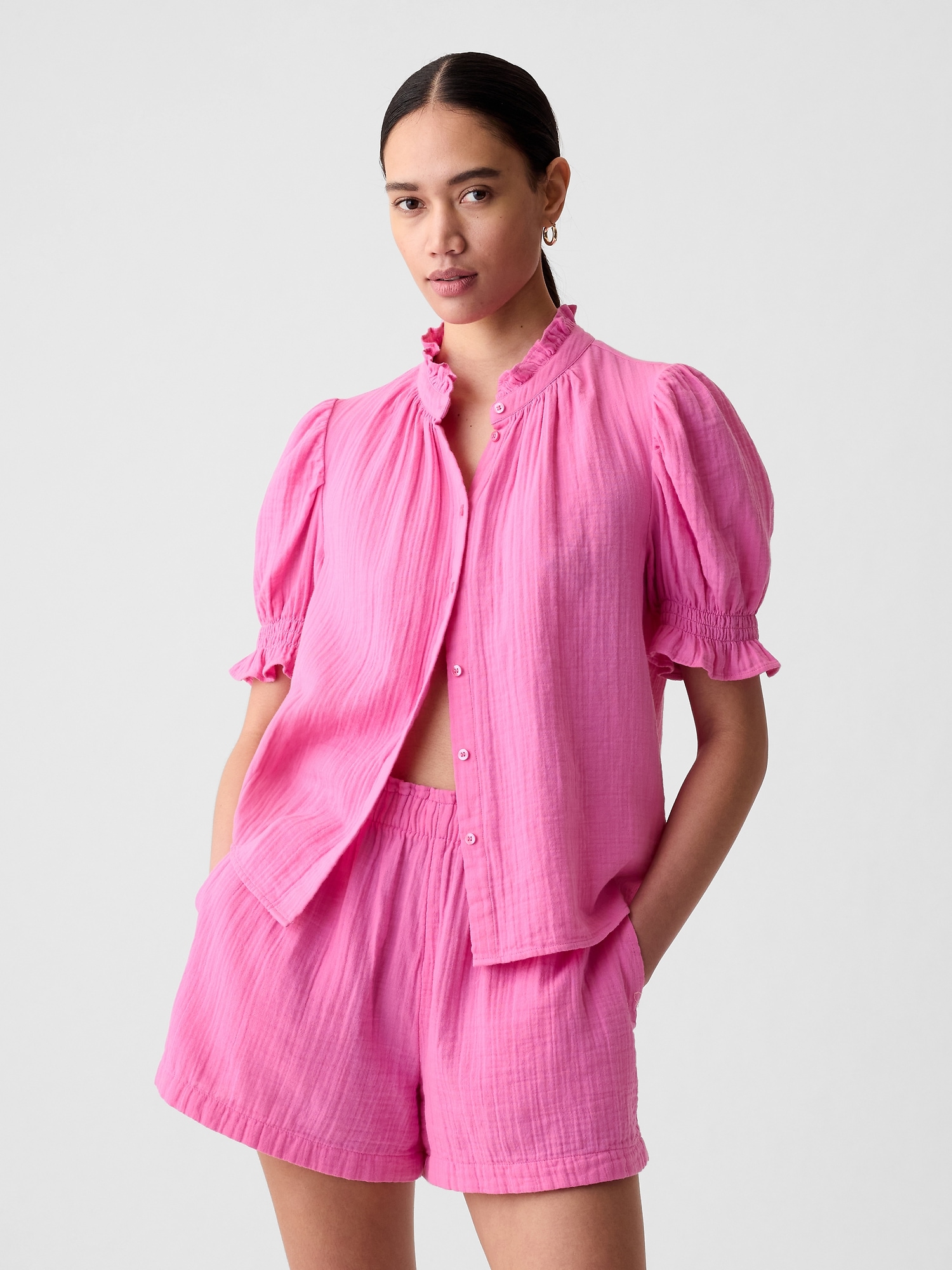 Womens Crinkle Gauze Shirts Gap