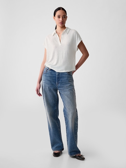 Linen-Blend Polo Shirt | Gap
