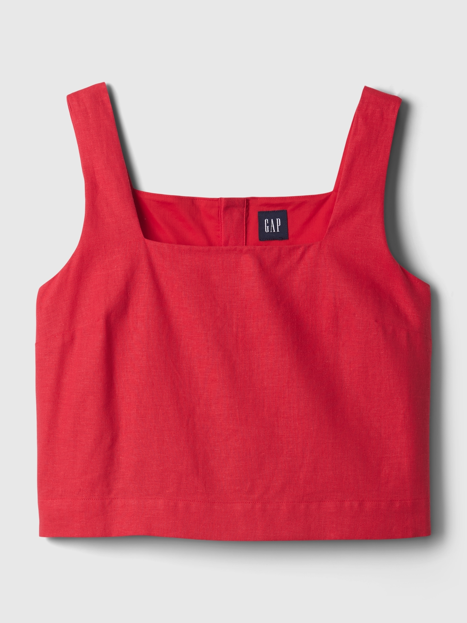Linen-Blend Button-Back Cropped Tank Top | Gap