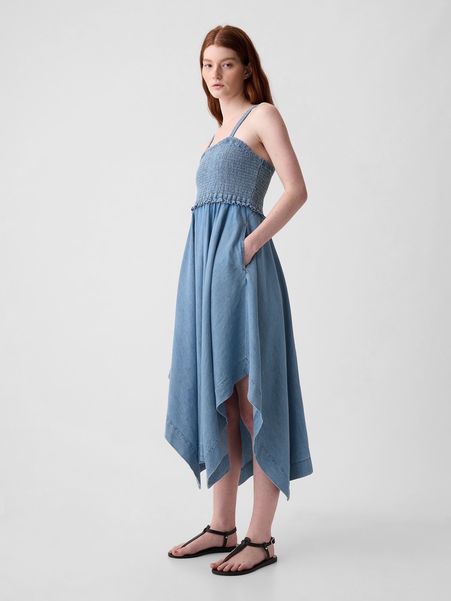 Denim Handkerchief Hem Midi Dress | Gap